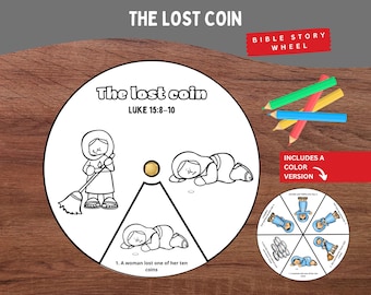 Parable of the Lost Coin Coloring Wheel for Kids | Luke 15:8–10 Bible ...