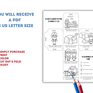 Elijah and Elisha Chariot of Fire Coloring Cube | 2 Kings 2 Printable ...
