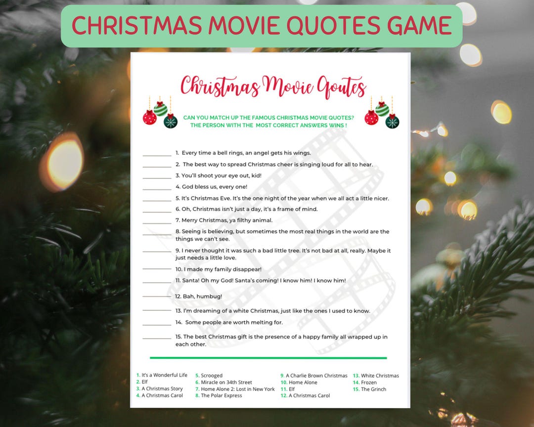 Christmas Movie Quote Trivia Game, Christmas Office Party Game, Holiday ...
