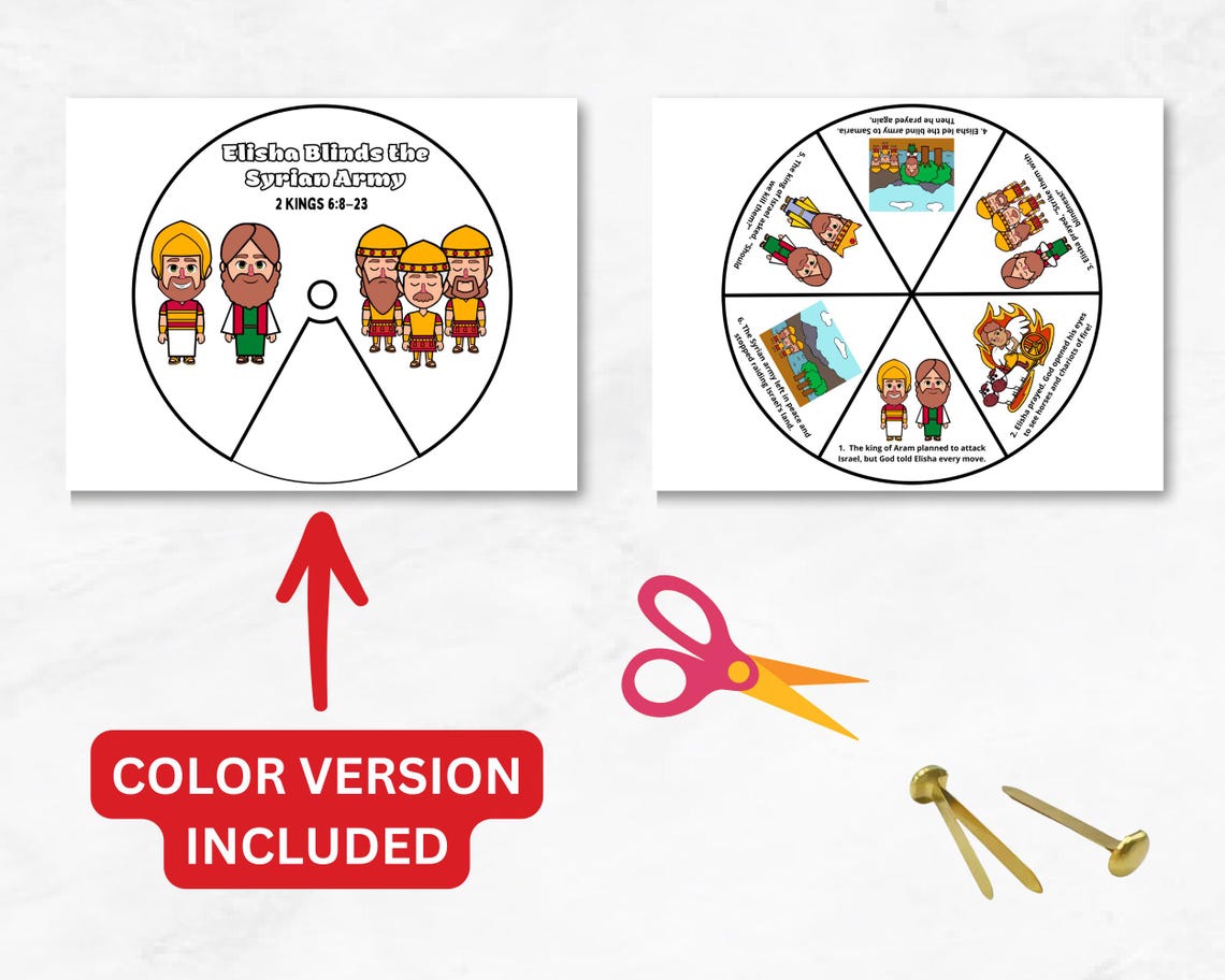 Elisha and the Syrian Army Coloring Wheel | 2 Kings 6 Bible Story for ...