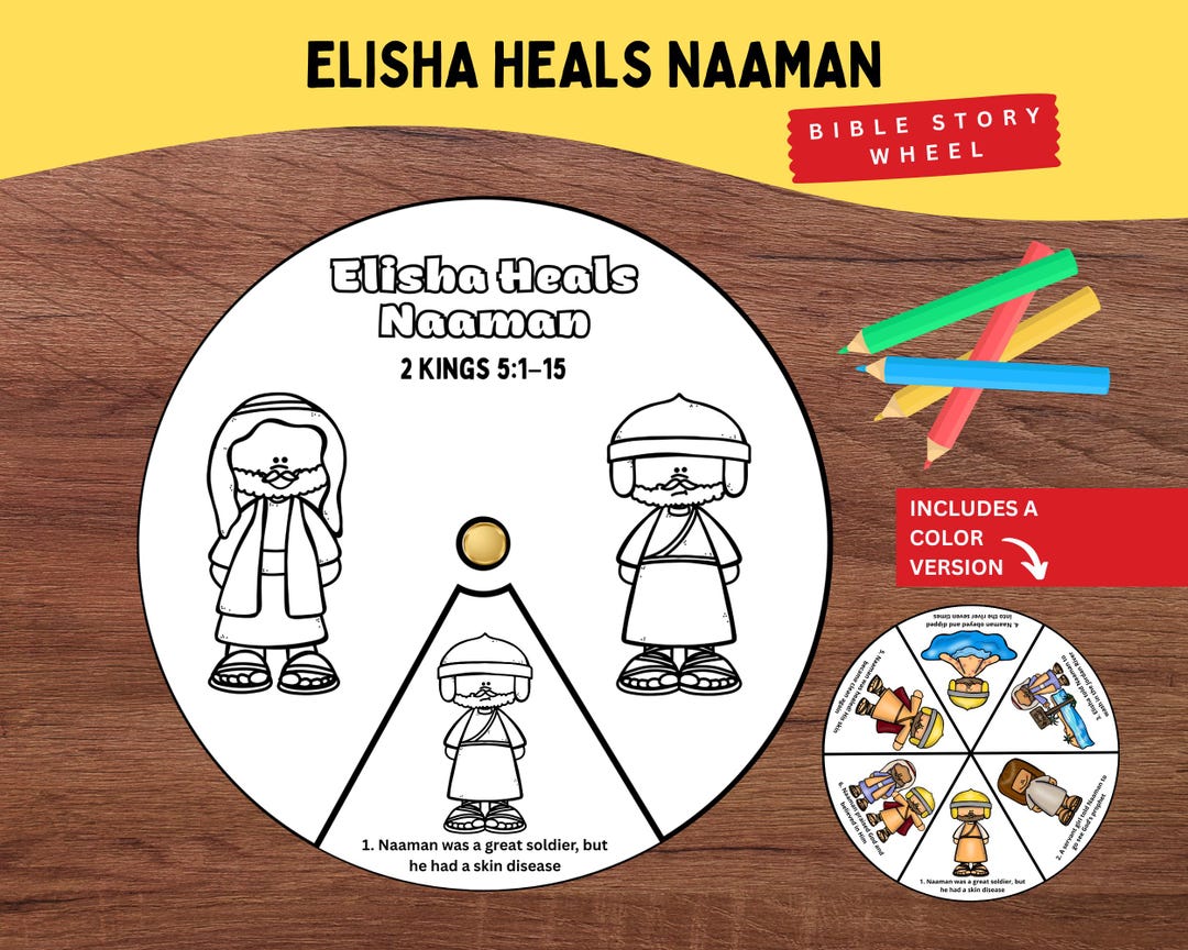 Elisha Heals Naaman Bible Wheel | 2 Kings 5:1–15 Printable for Kids ...
