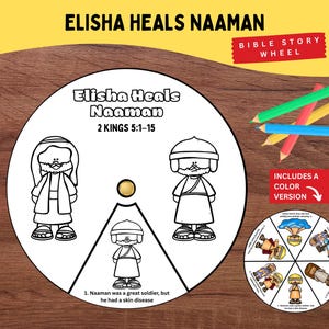 Elisha Heals Naaman Bible Wheel | 2 Kings 5:1–15 Printable for Kids ...