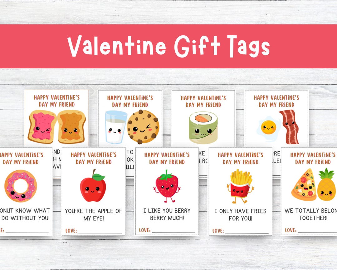 Valentine Gift Tags for Kids Classroom Treat Bags | Cute Pun Tags for ...
