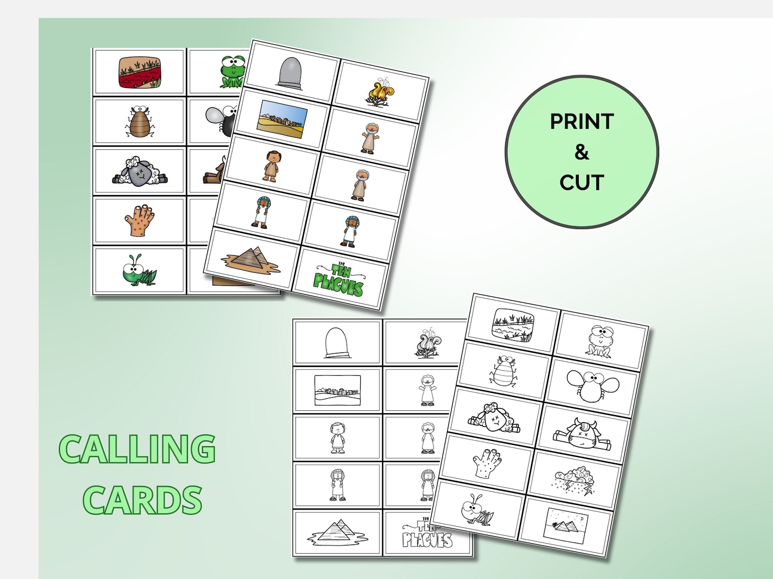 10 Plagues Bible Story Bingo Set for Kids - Bible Story Activity, Moses ...