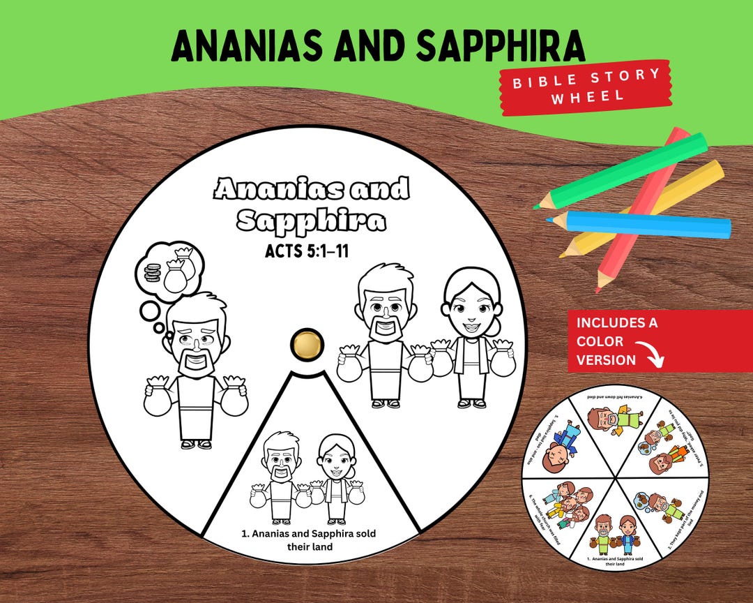 Ananias and Sapphira Coloring Wheel | Acts 5 Bible Story for Kids ...