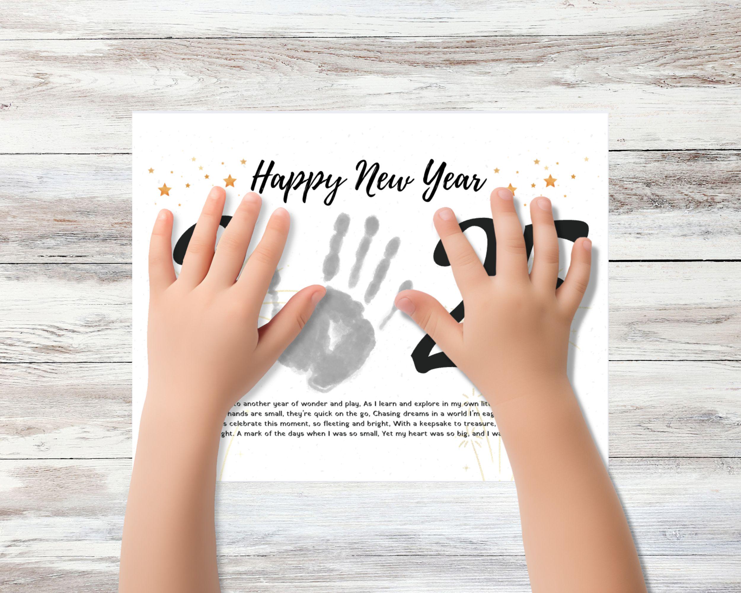 New Year Handprint Craft for Kids, Keepsake 2025, Happy New Years Eve ...