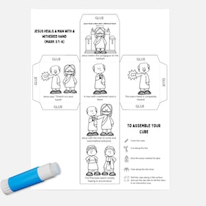 Jesus Heals a Man With a Withered Hand Coloring Cube | Mark 3:1–6 ...