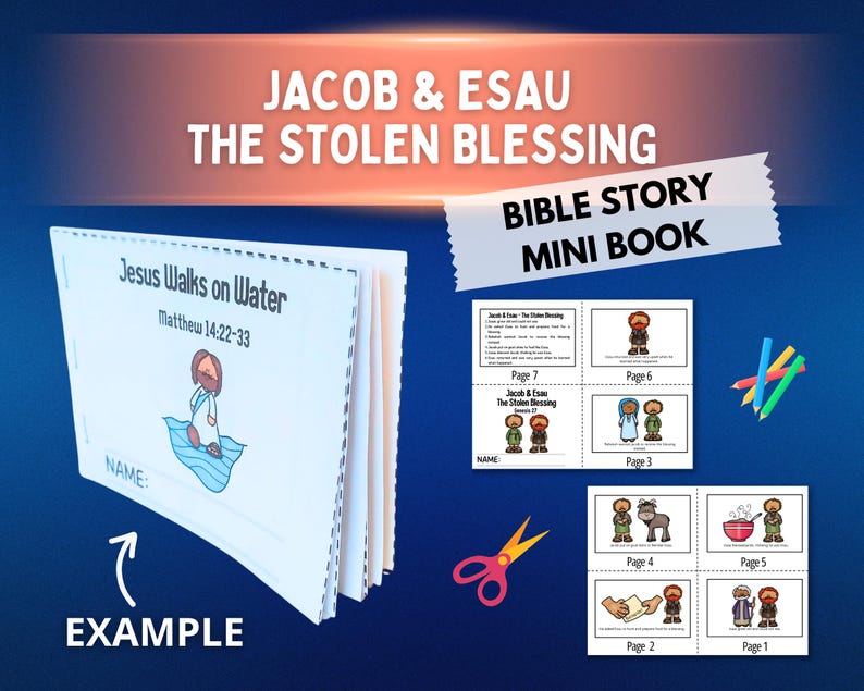 Jacob & Esau the Stolen Blessing Coloring Craft Mini Book Genesis 27 ...