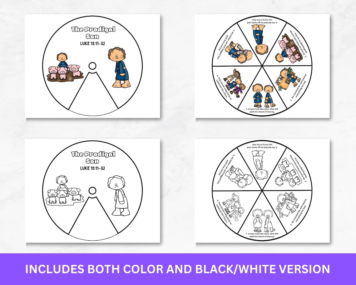 Prodigal Son Bible Story Wheel Craft | Luke 15:11–32 Christian ...