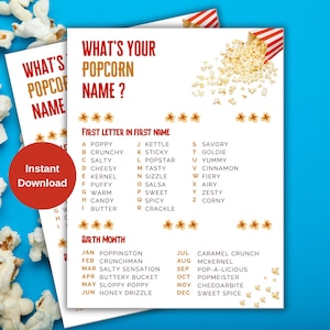 Popcorn What's Your Name Game, Popcorn Name Game, Ready to Pop, Name ...