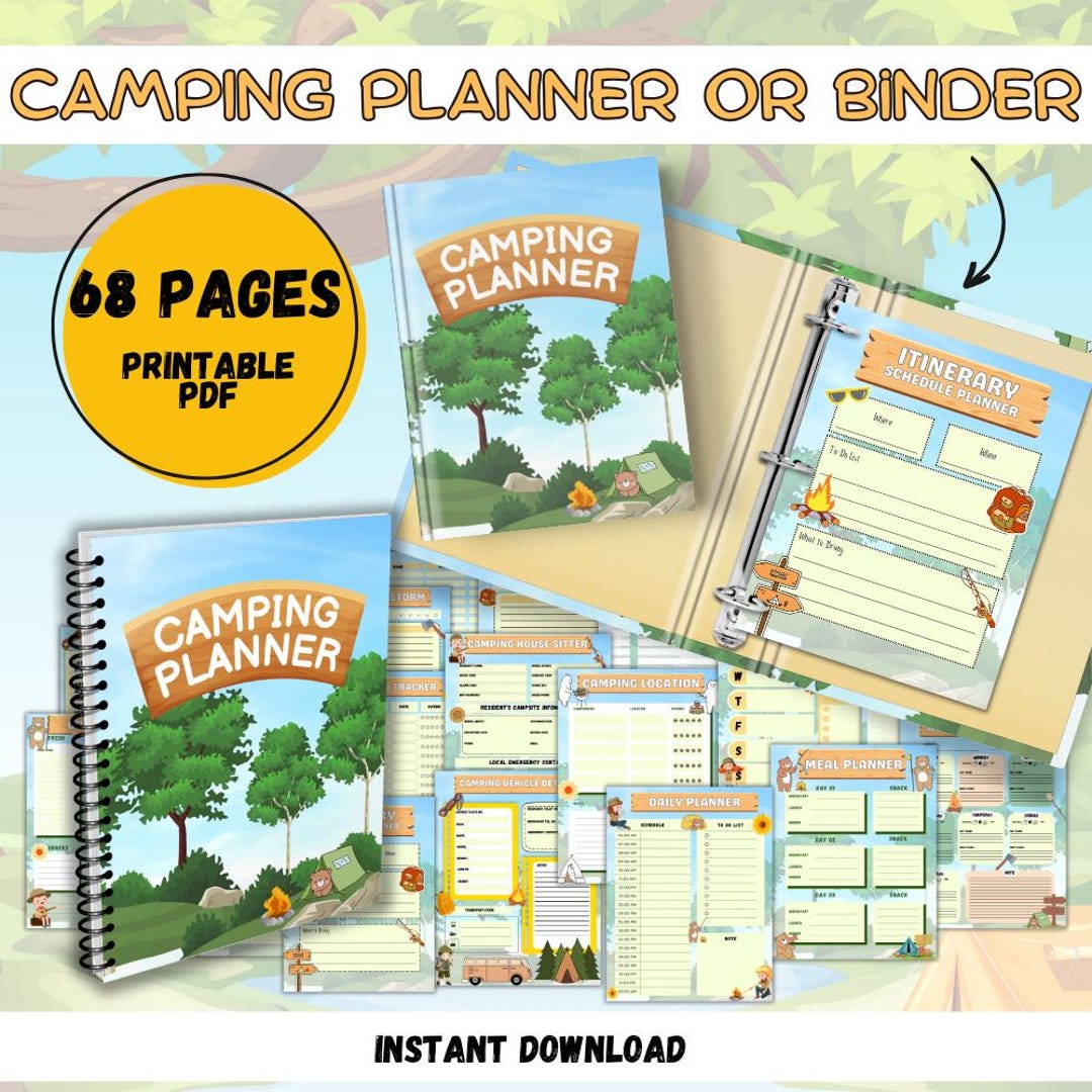 Camping Planner, 68 Pages, Printable PDF | Camping Trip Organizer ...
