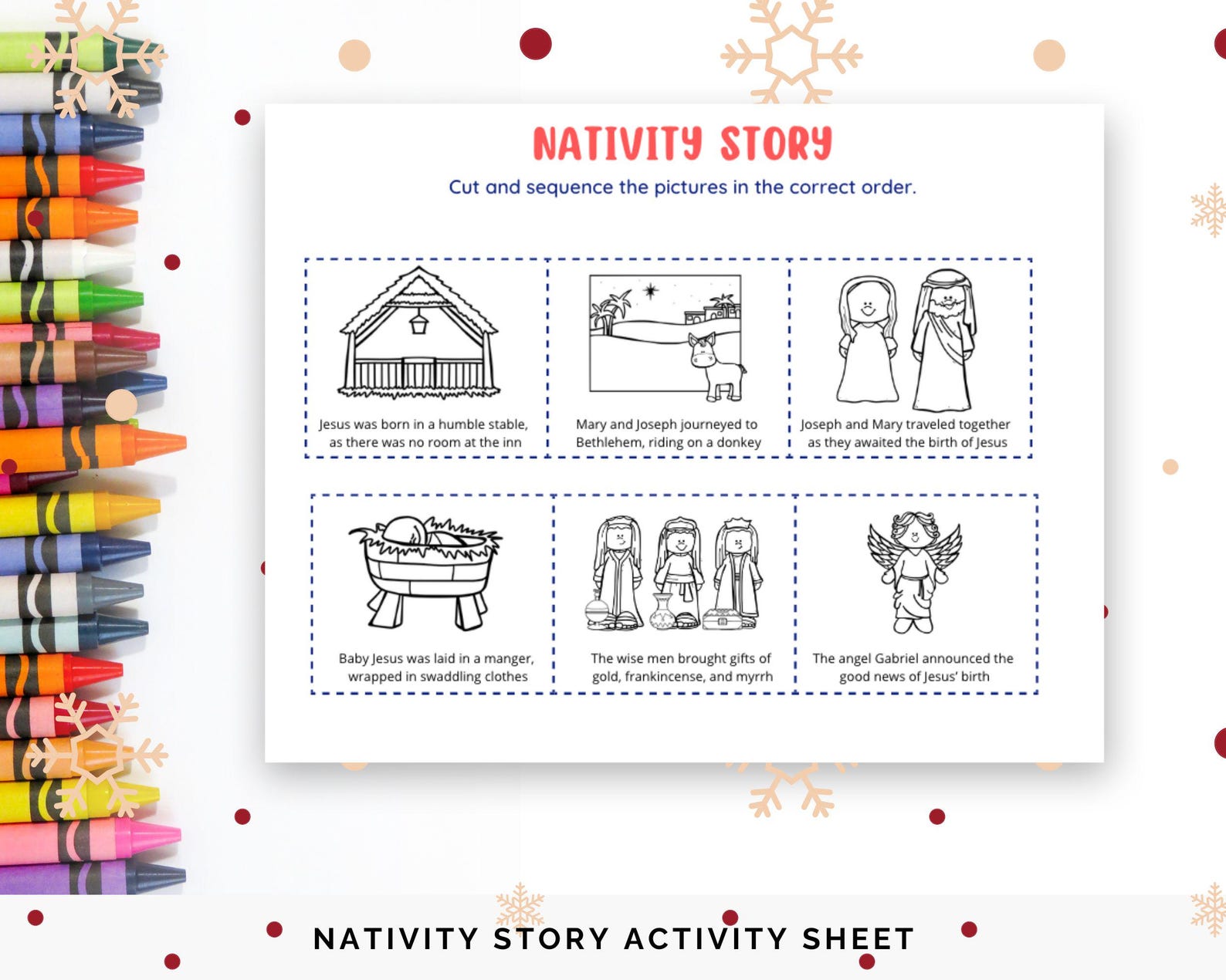 Nativity Story Sequencing Activity | Newtestament Kids Activity | Quiet ...