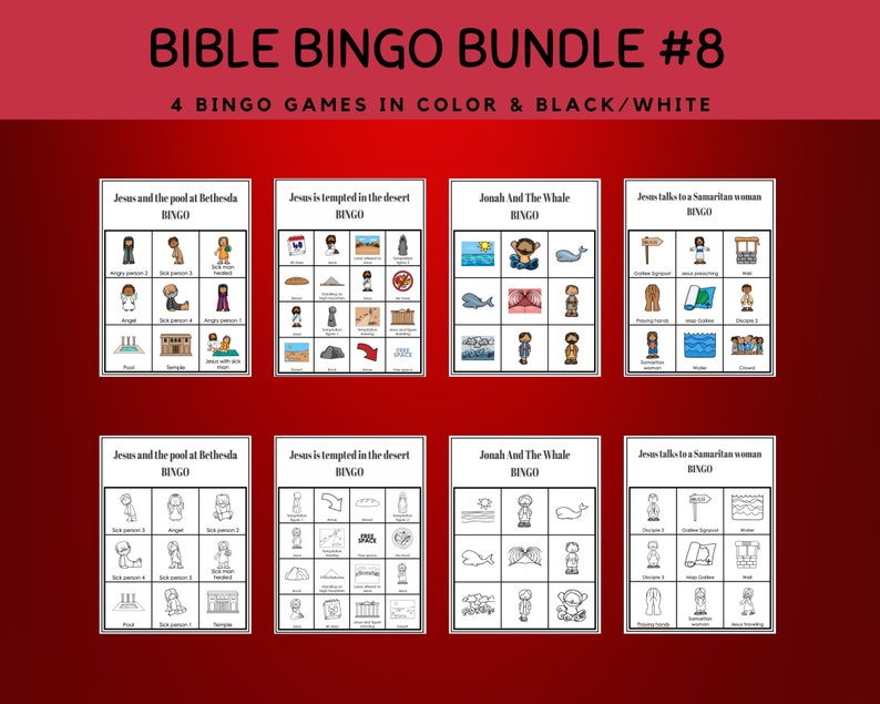 Bible Bingo Set for Kids Bible Story Activity, Old Testament Bible ...