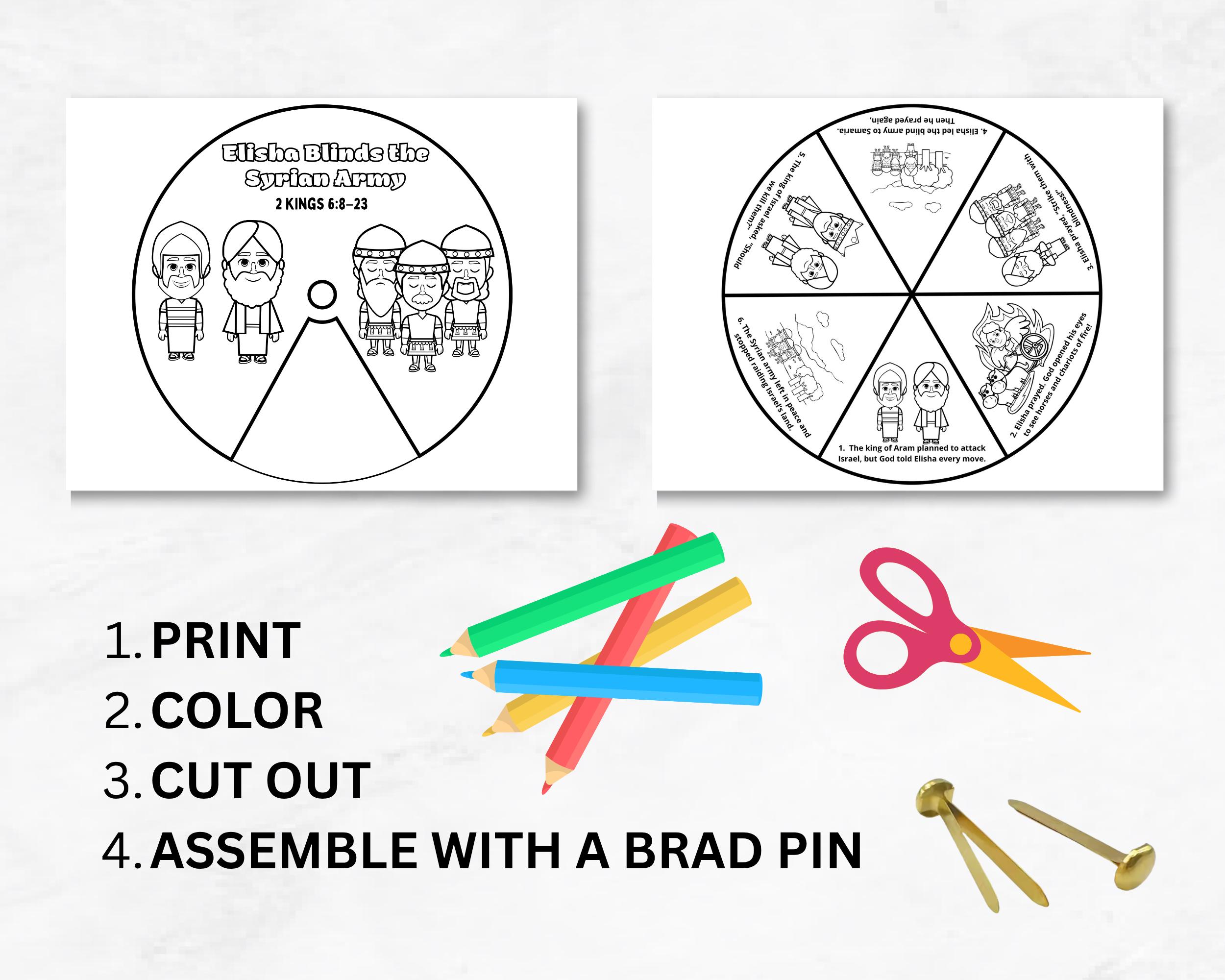 Elisha and the Syrian Army Coloring Wheel | 2 Kings 6 Bible Story for ...