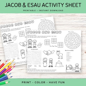 Jacob and Esau Printable Bundle 2 , Fun Bible Activity for Kids, Bible ...