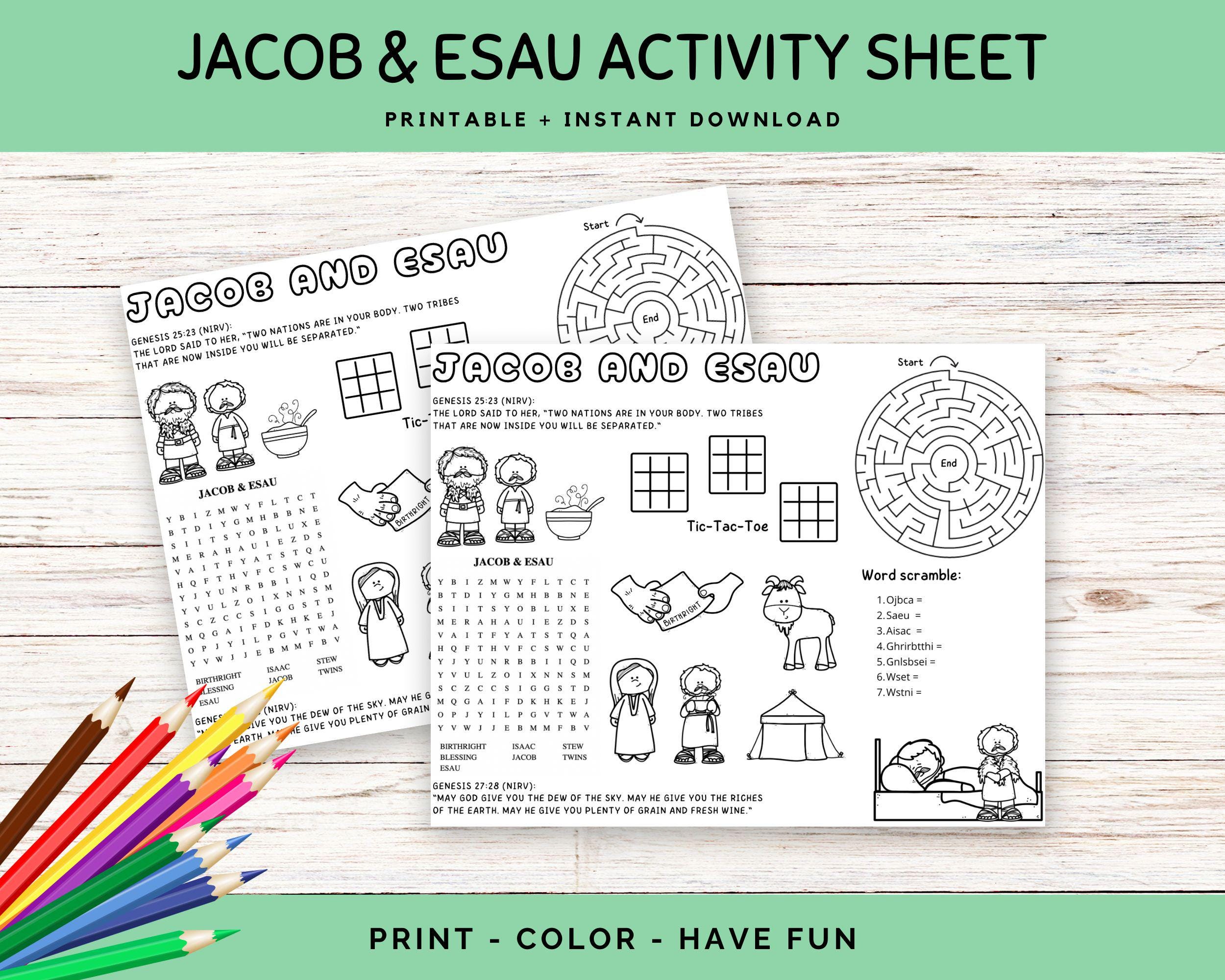 Jacob and Esau Printable Bundle 2 , Fun Bible Activity for Kids, Bible ...