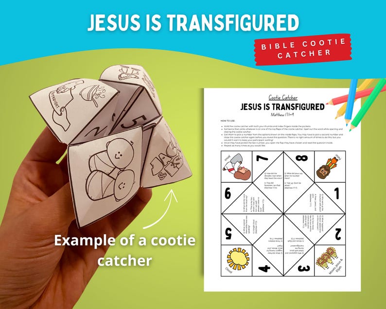 Transfiguration of Jesus Cootie Catcher – Jesus is Transfigured ...