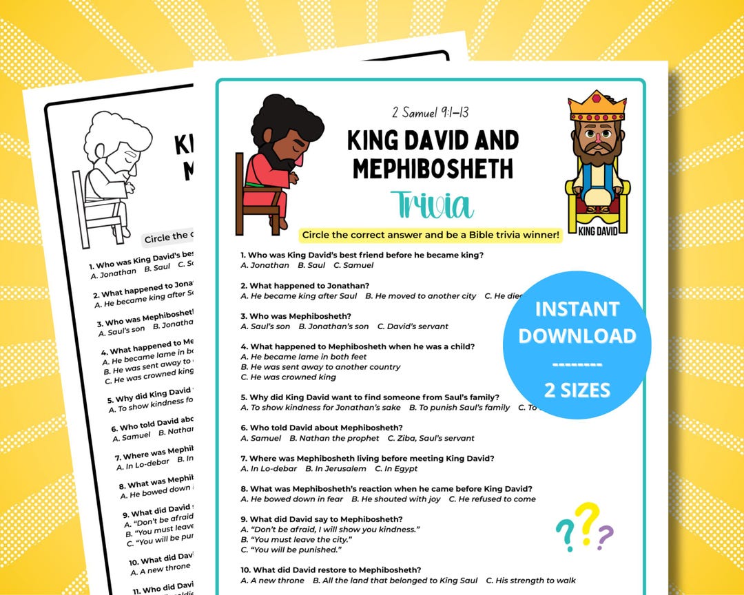 David and Mephibosheth Trivia Game • King David Kindness Story 2 Samuel ...