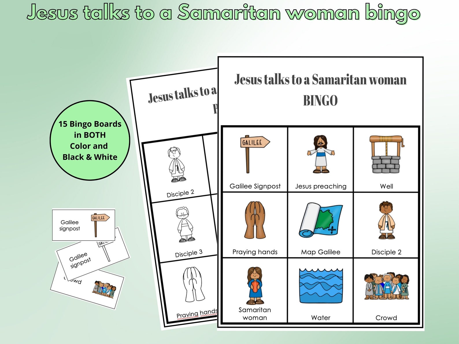 Samaritan Woman at the Well, Bingo Set for Kids, Samaritan Woman at the ...