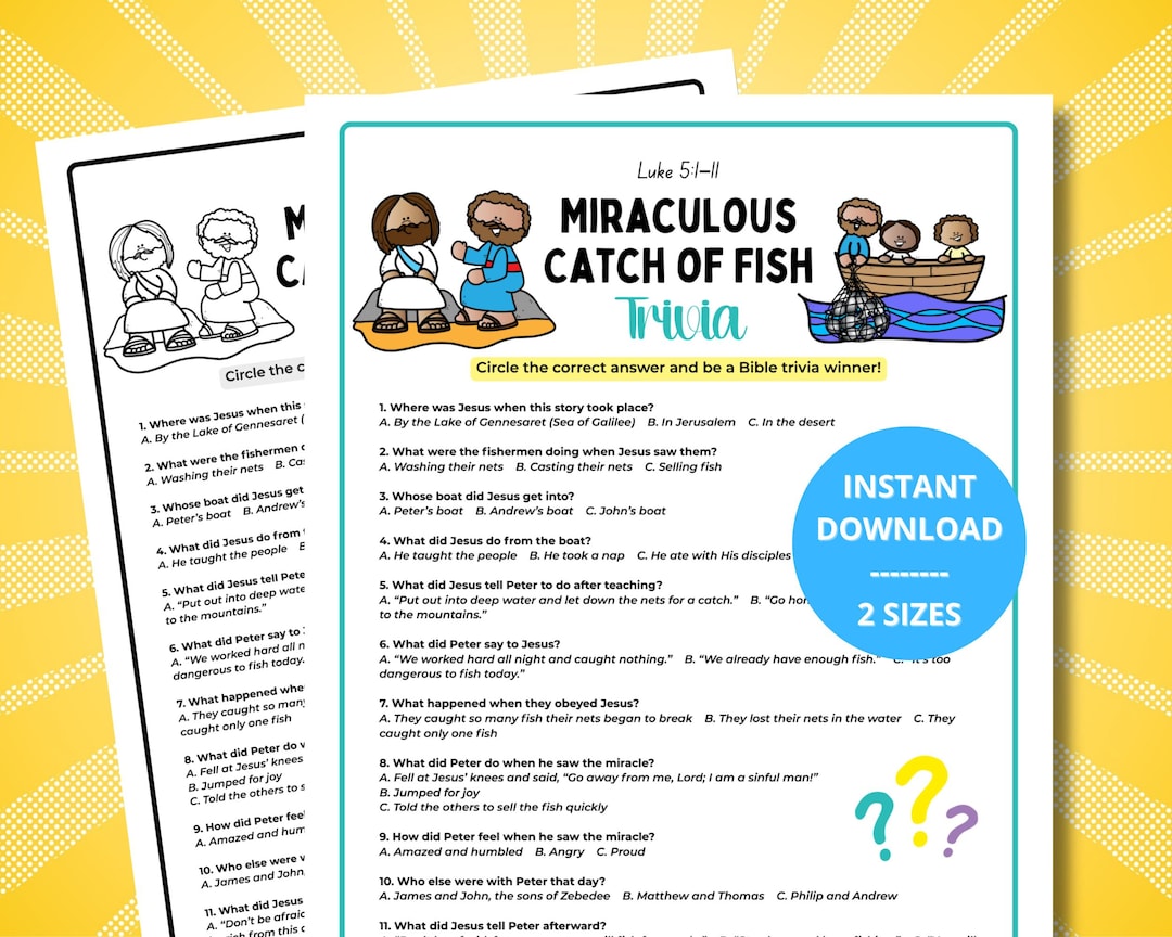Miraculous Catch of Fish Bible Trivia Game | Jesus Calls His Disciples ...