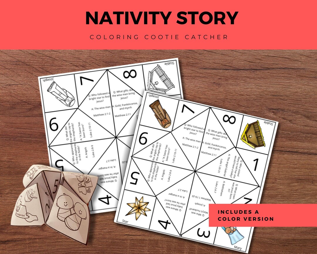 Nativity Story Printable Cootie Catcher - Sunday School Craft for Kids ...
