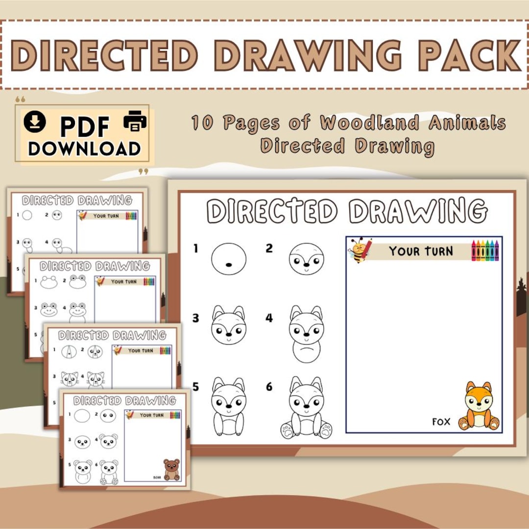 Woodland Animals Directed Drawing Pack - 10 Pages, Step-by-step Art ...