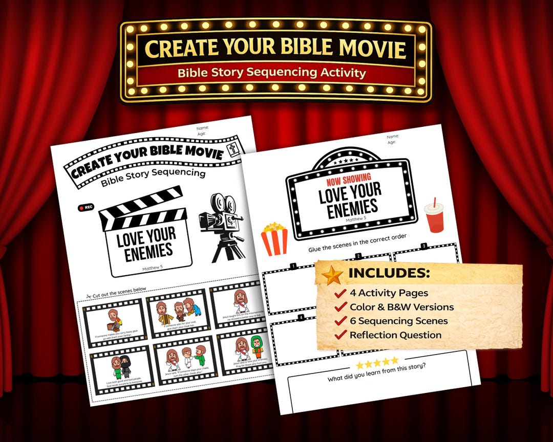 Love Your Enemies Sequencing Activity Matthew 5 Bible Lesson for Kids ...