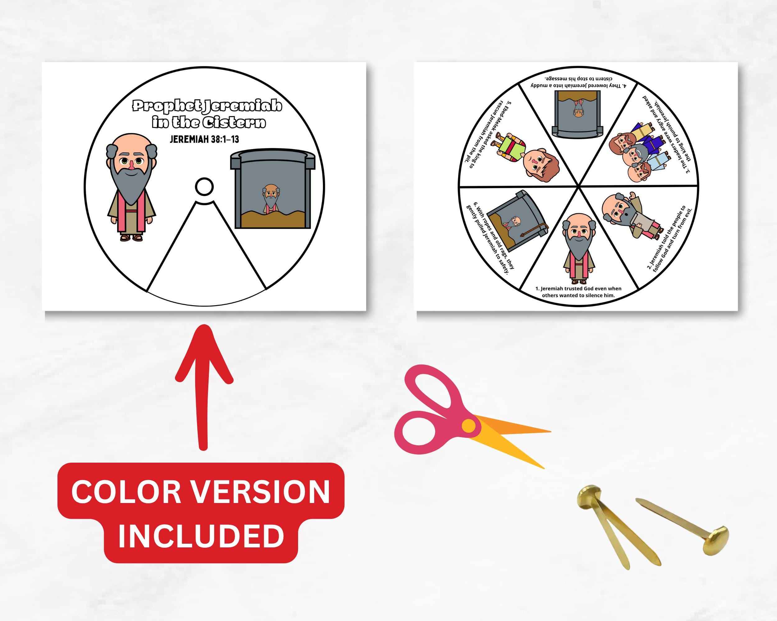 Prophet Jeremiah Bible Story Coloring Wheel | Jeremiah in the Cistern ...