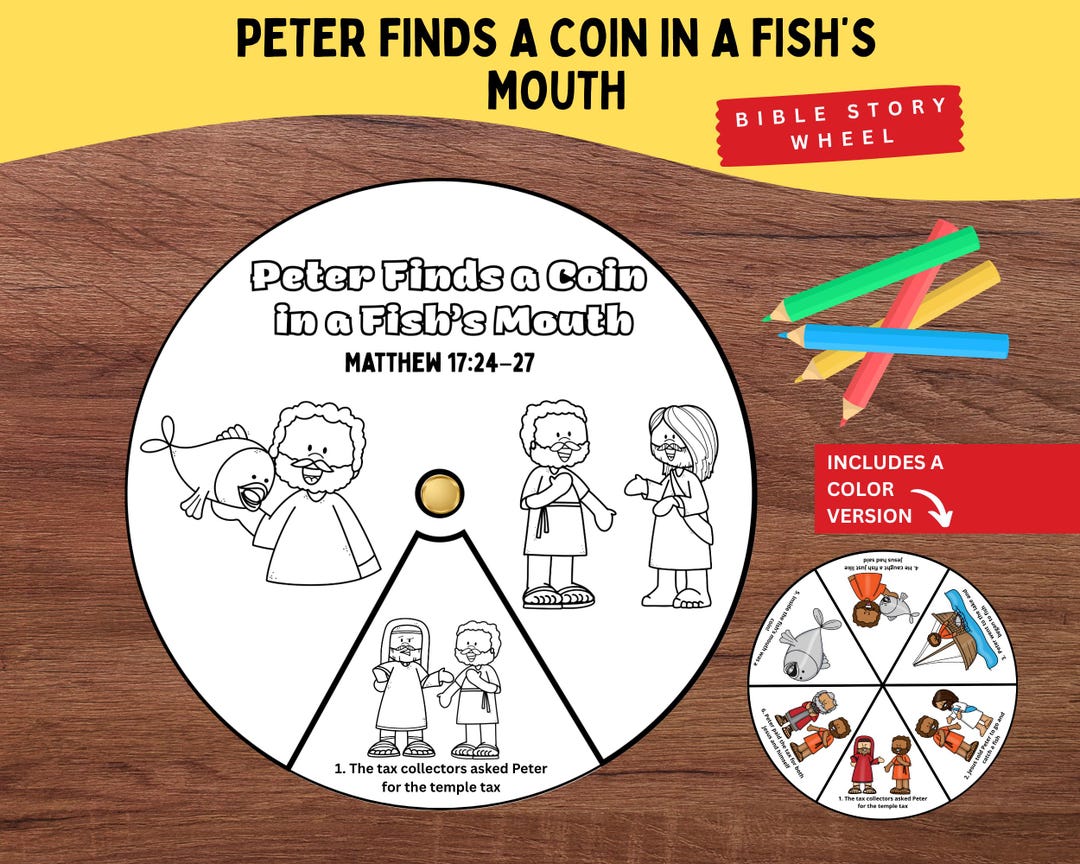 Peter and the Coin Bible Story Printable | Jesus and Peter Temple Tax ...