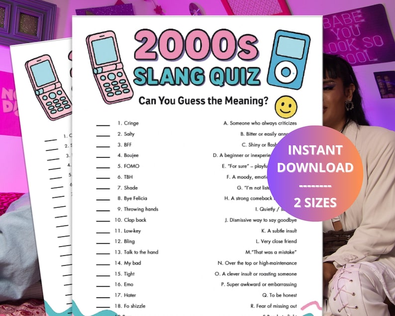 2000s Slang Quiz, Company Party Game, Printable Y2K Trivia, Retro Game ...