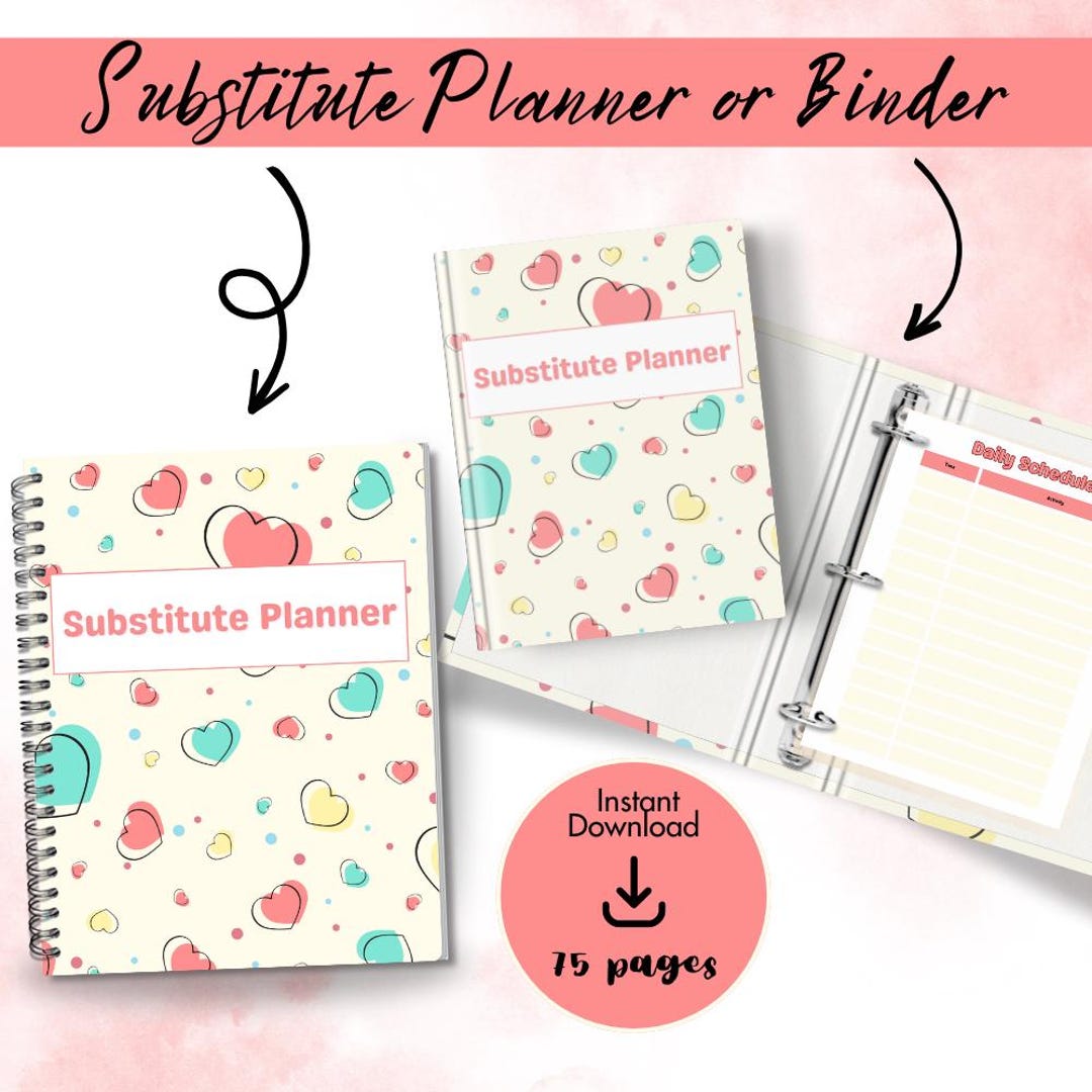 Substitute Teacher Planner, 75 Pages | Printable Classroom Organizer ...