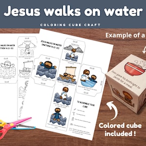 Jesus Walks on Water Coloring Cube | Matthew 14:22–33 | Printable Bible ...