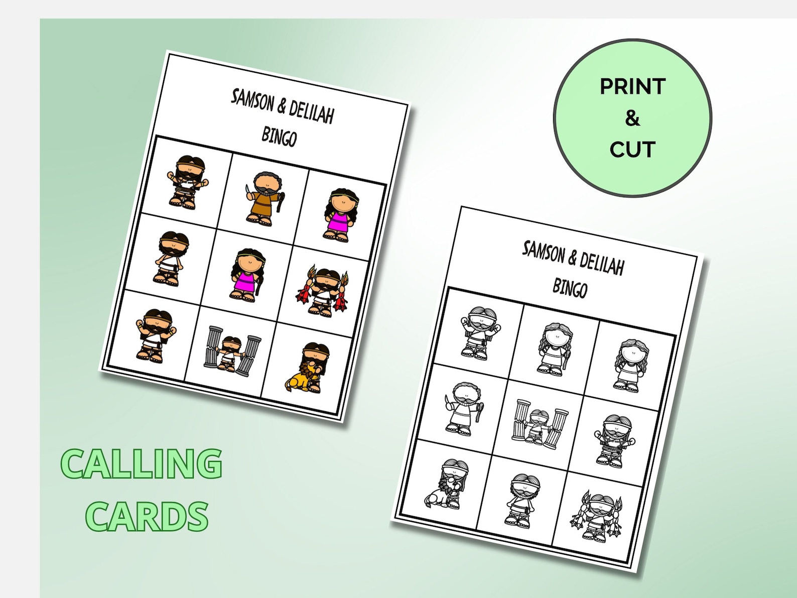 Samson and Delilah Bingo Set for Kids, Samson Bible Story Activity ...