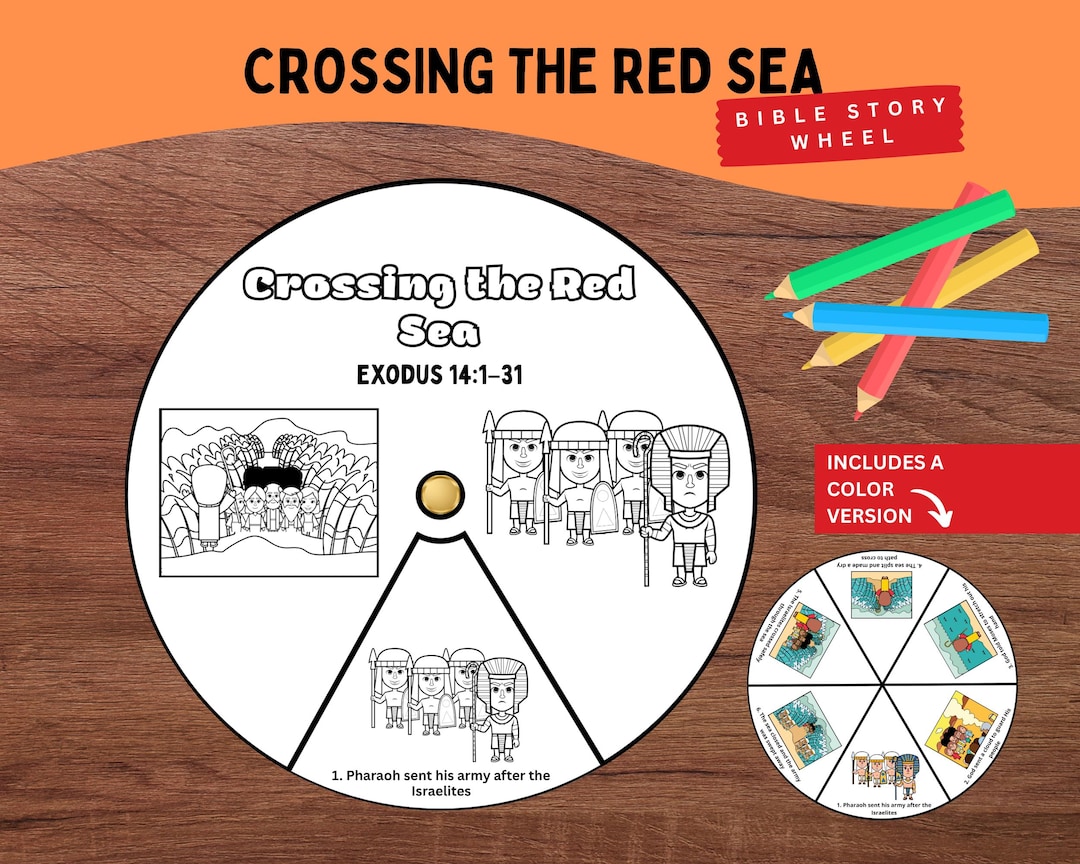 Crossing the Red Sea Coloring Wheel | Moses Parts the Sea Bible Story ...