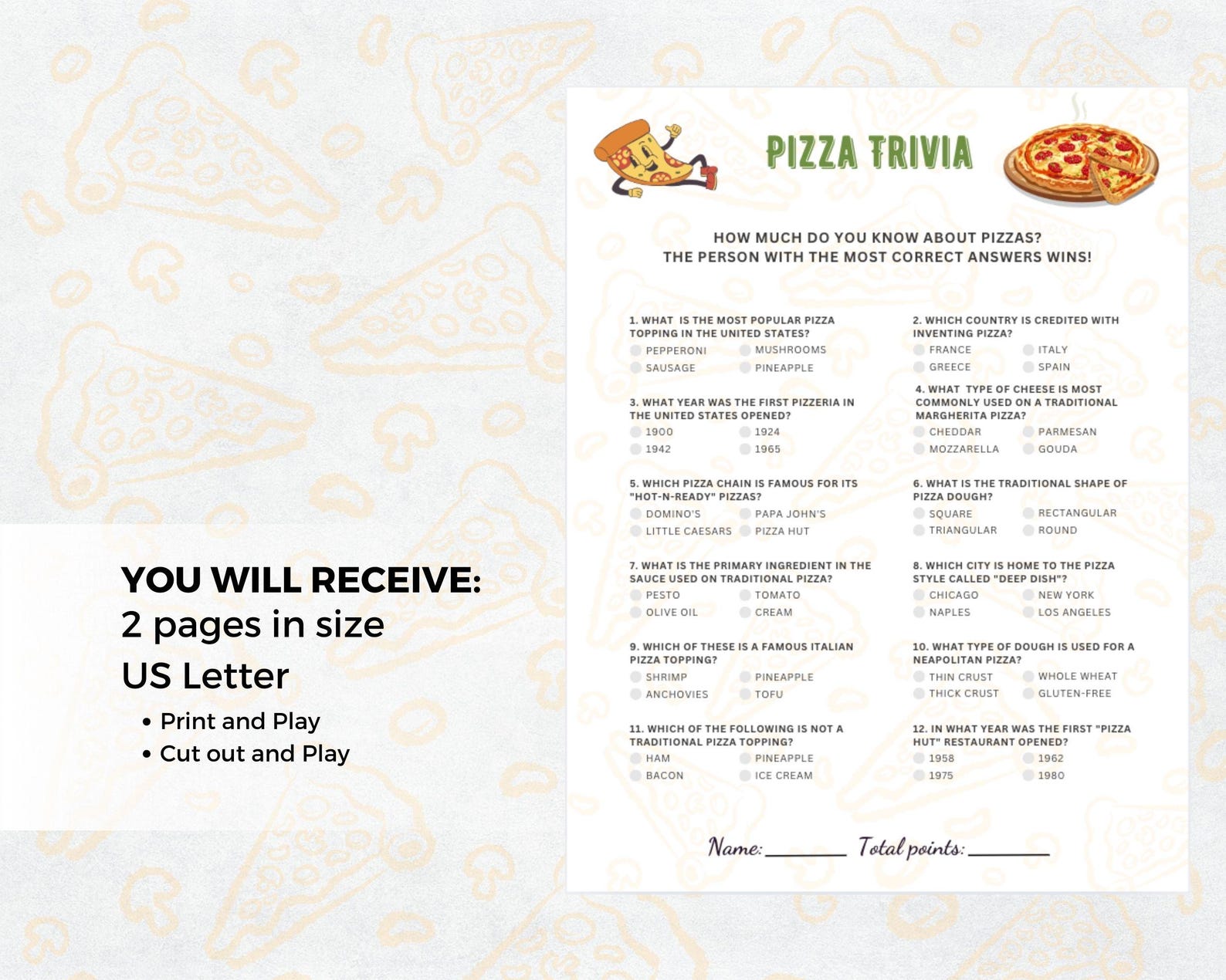 Pizza Trivia Game Printable, Pizza Trivia Game, Trivia Questions ...