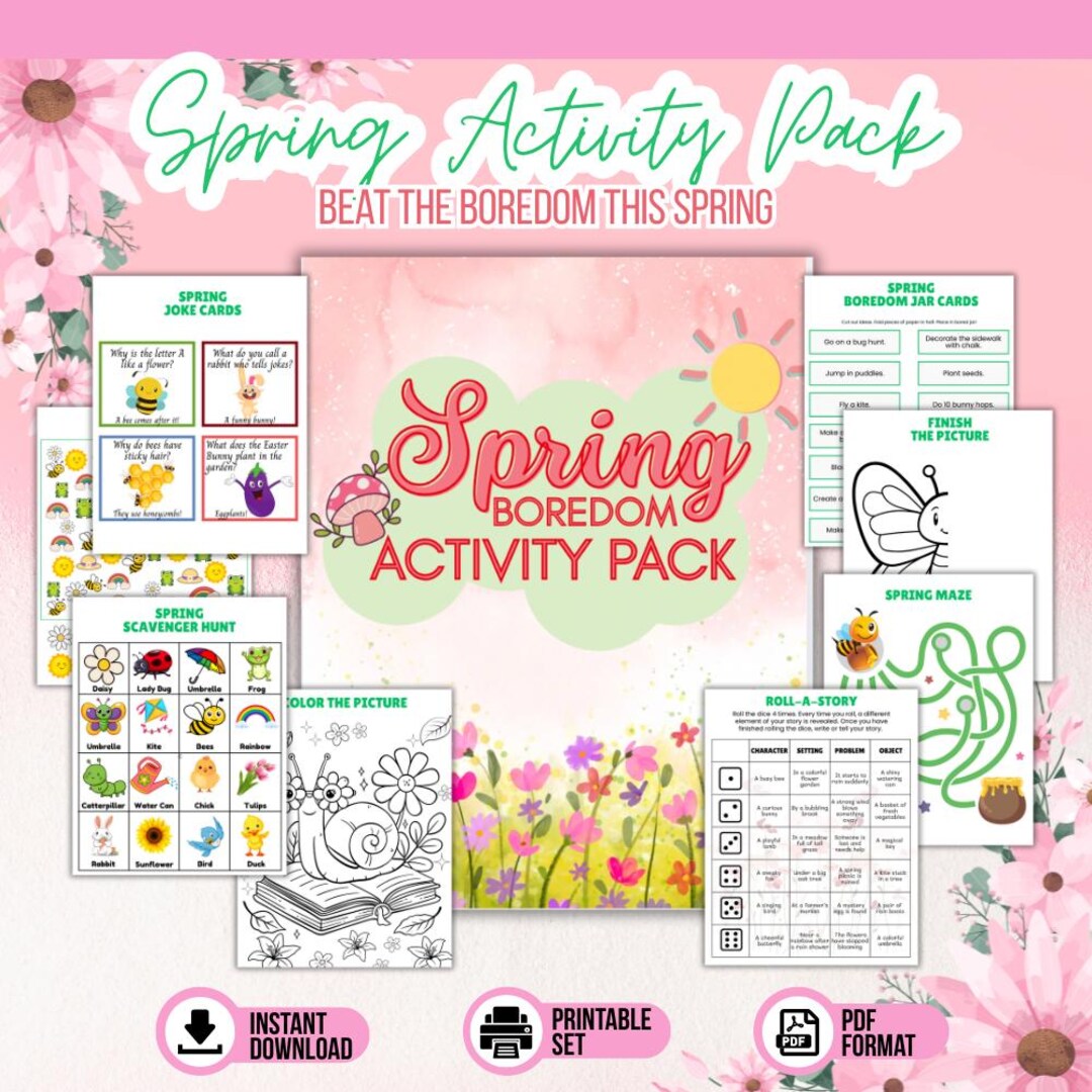 Spring Activity Pack for Kids – Printable Boredom Busters, Games ...