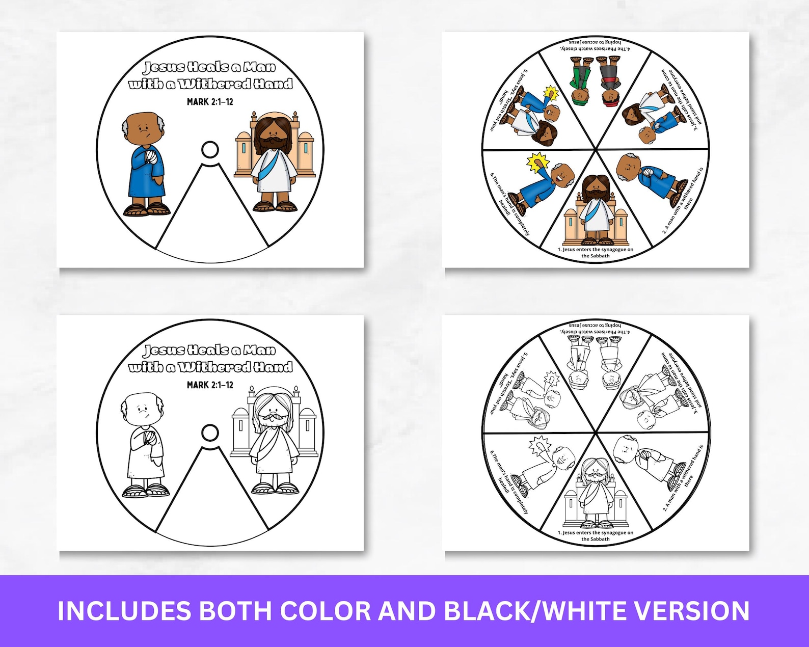 Jesus Heals Man With Withered Hand Bible Wheel Craft | Mark 3:1–6 ...