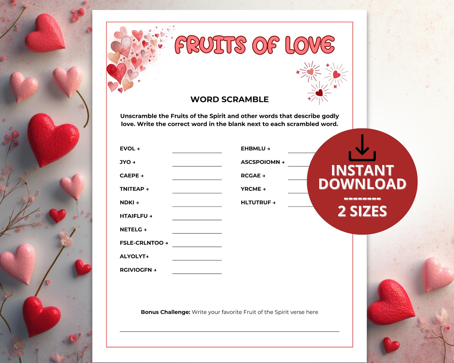 Bible Love Word Scramble Game for Valentine’s Day Church Activities ...