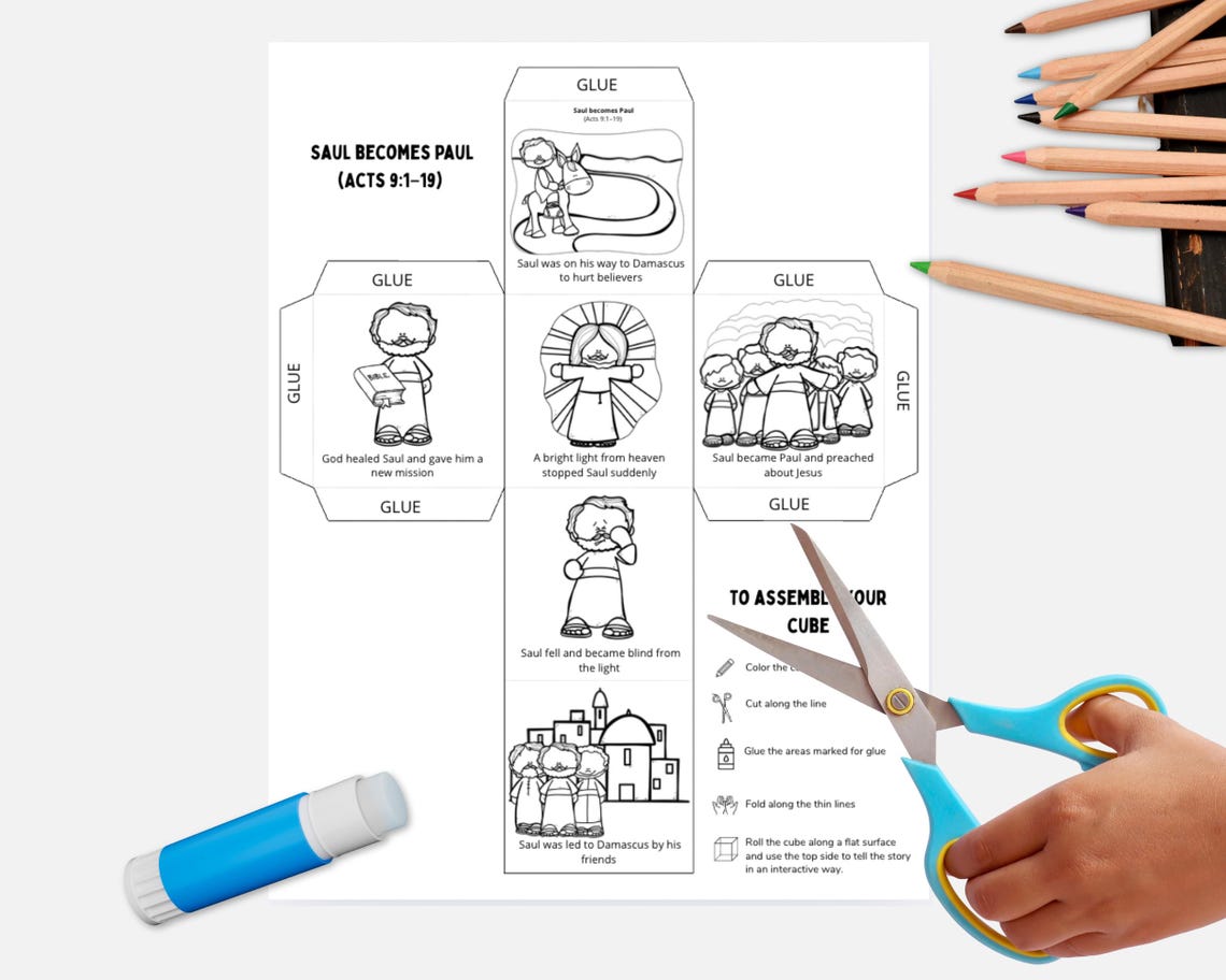 Saul Becomes Paul Bible Story Cube | Printable Craft for Kids | Road to ...