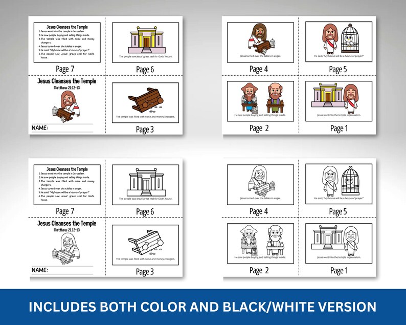 Jesus Cleanses the Temple Coloring Craft & Mini Book Matthew 21:12-17 ...