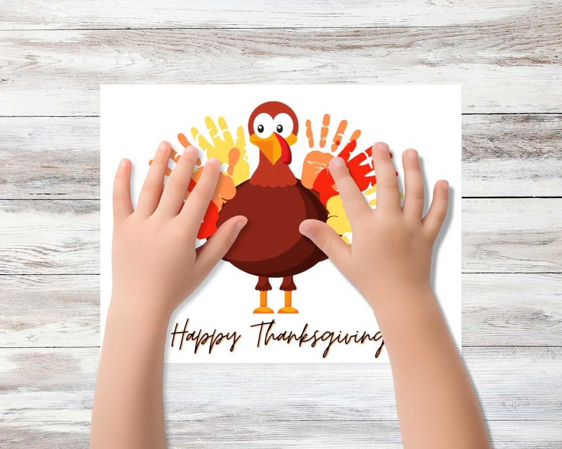 Thanksgiving Handprint Turkey Craft, Printable Turkey Art Template for ...