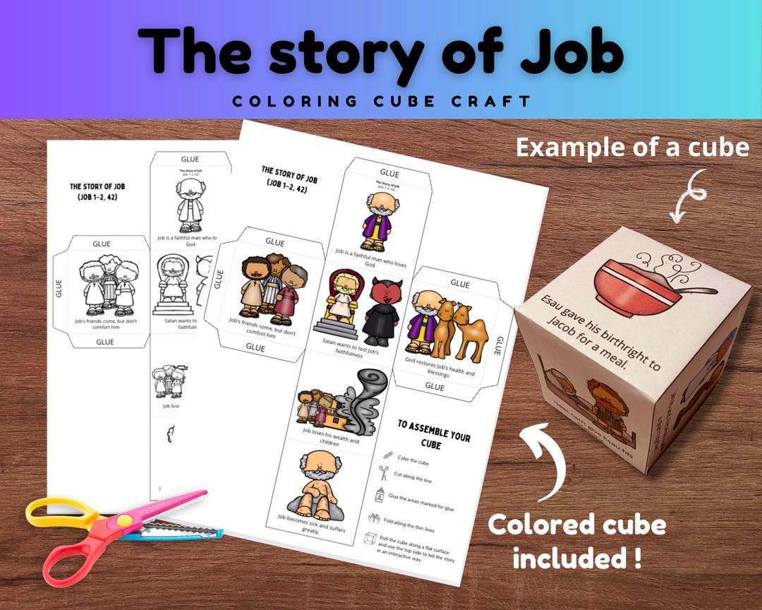 Job Bible Story Cube | Printable Craft for Kids | Job 1–2,42 | Story of ...