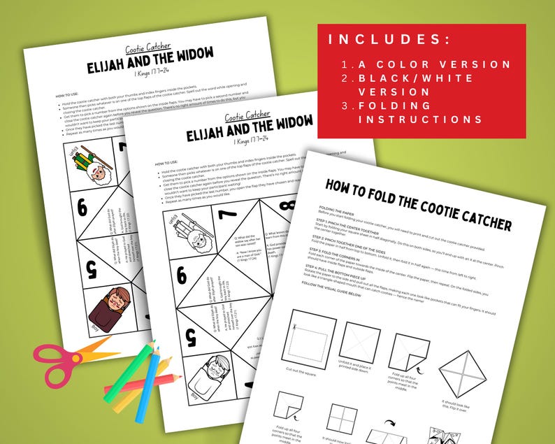 Elijah and the Widow Cootie Catcher | Prophet Elijah Bible Story for ...