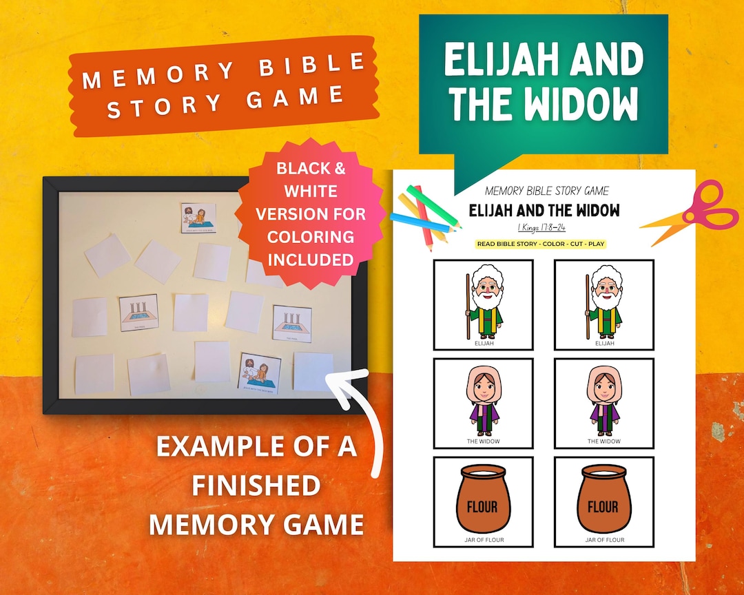 Elijah and the Widow Memory Game | 1 Kings 17:8–24 | Widow of Zarephath ...