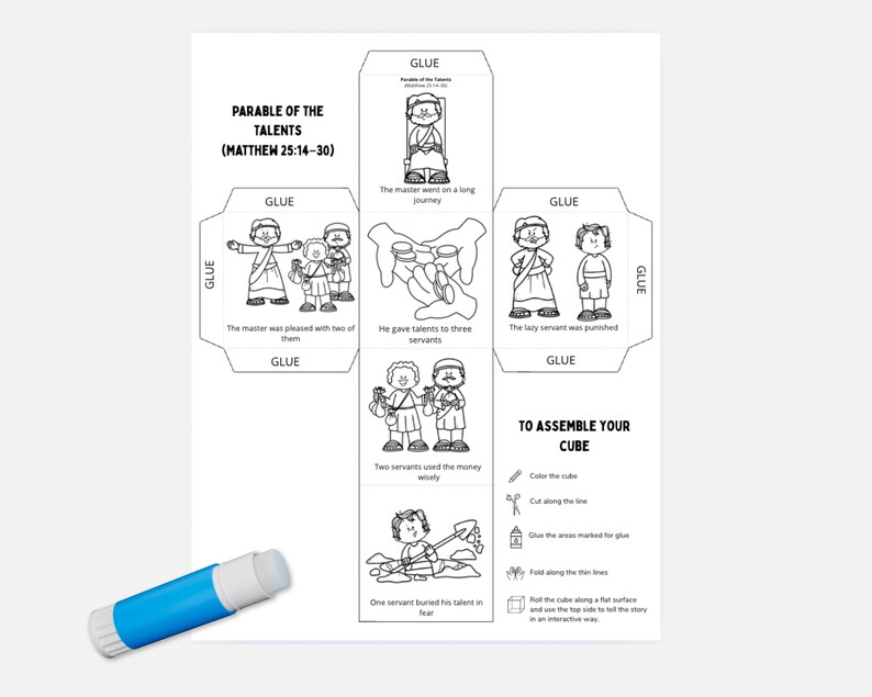 Parable of the Talents Bible Story Cube | Matthew 25:14–30 | Printable ...