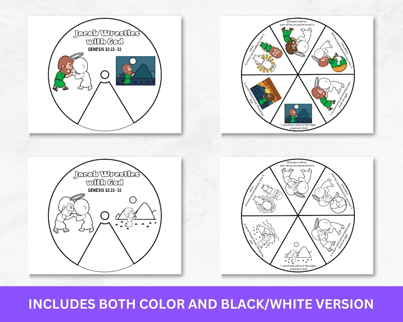 Jacob Wrestles With God Coloring Wheel | Genesis 32 Sunday School ...