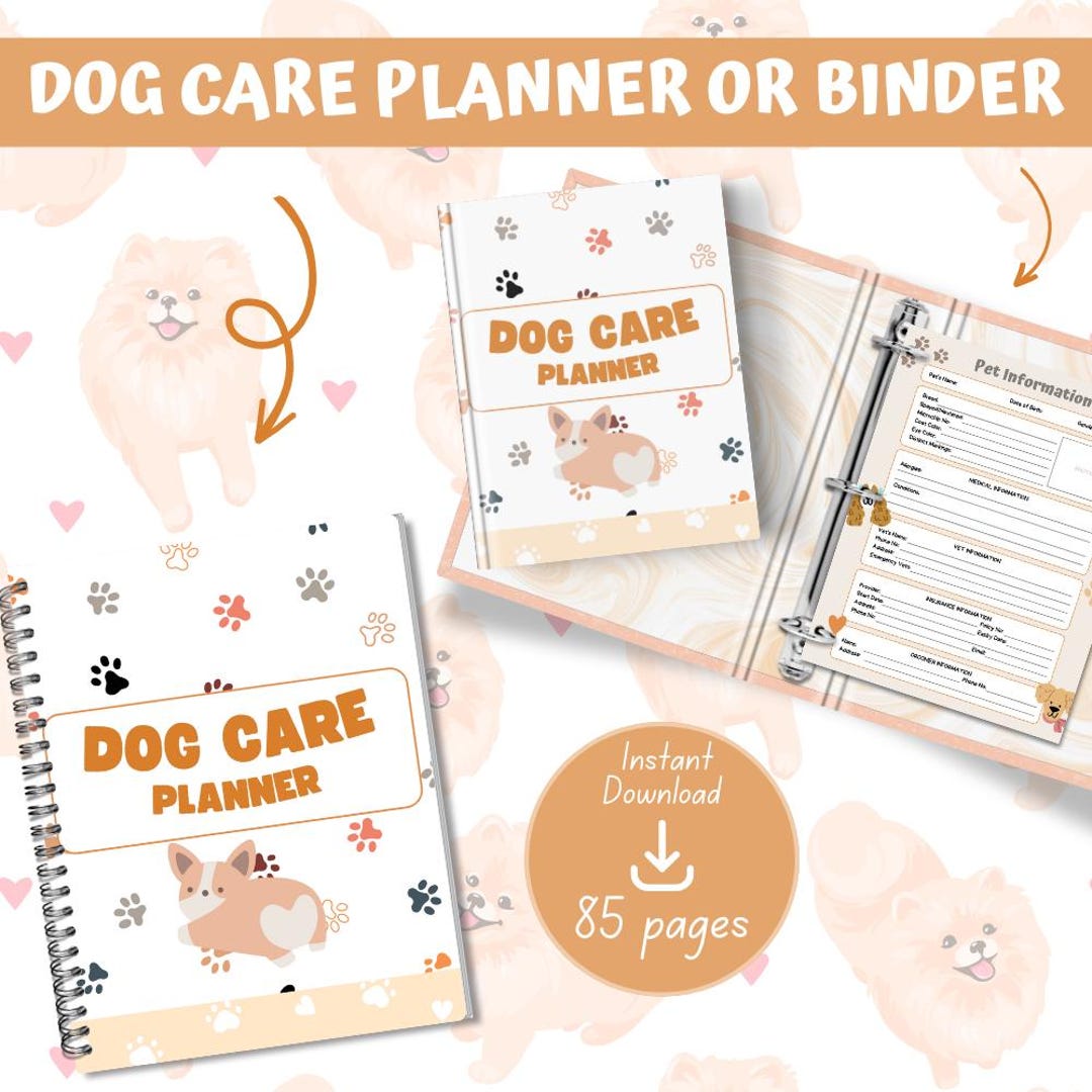 Printable Dog Planner for New Puppy & Adult Dogs - Health, Training ...