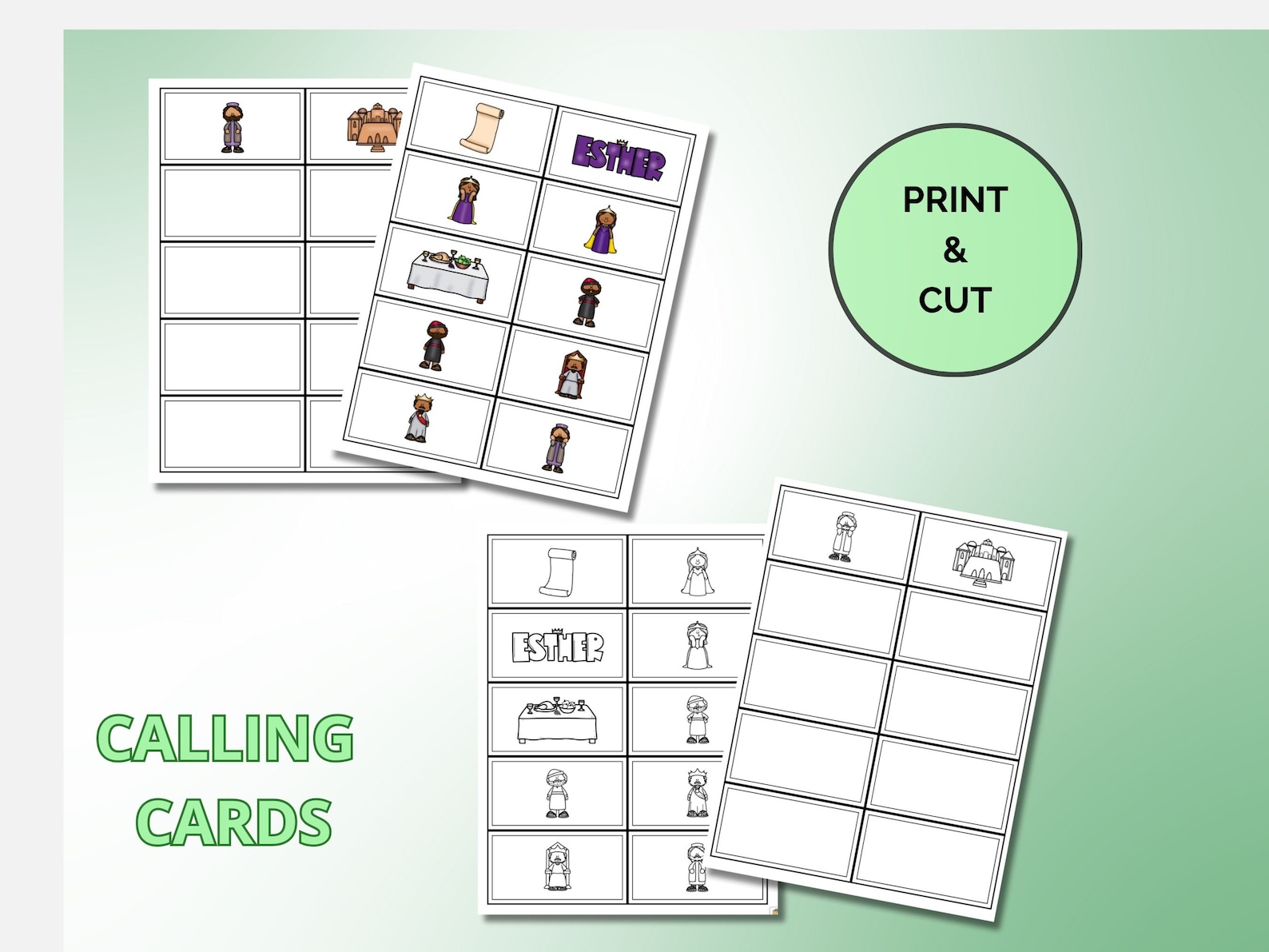 Queen Esther Bingo Set for Kids - Bible Story Activity, Esther Bible ...