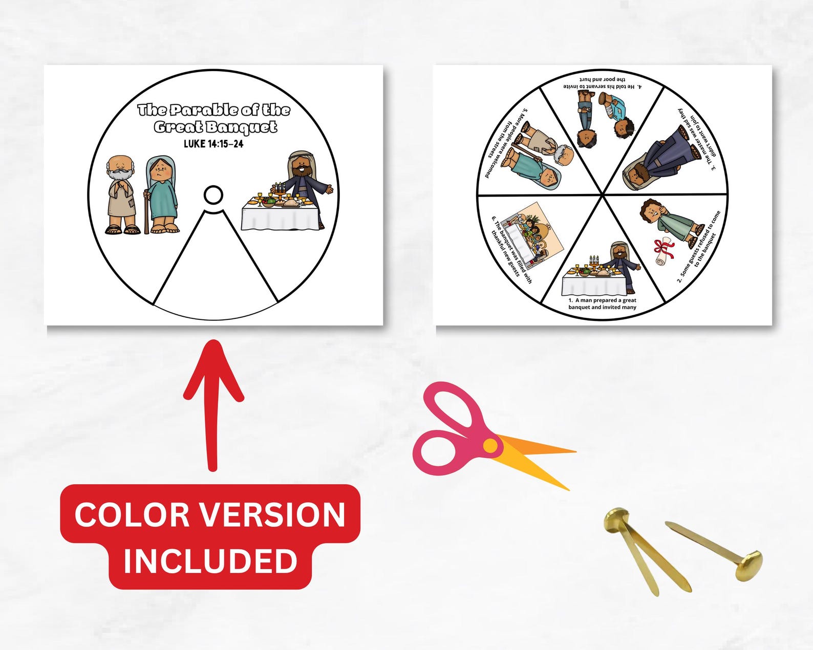 Great Banquet Parable Bible Wheel Craft | Luke 14:15–24 Printable for ...