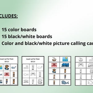Jonah and the Whale Bingo Set for Kids, Jonah and the Whale Bible Bingo ...